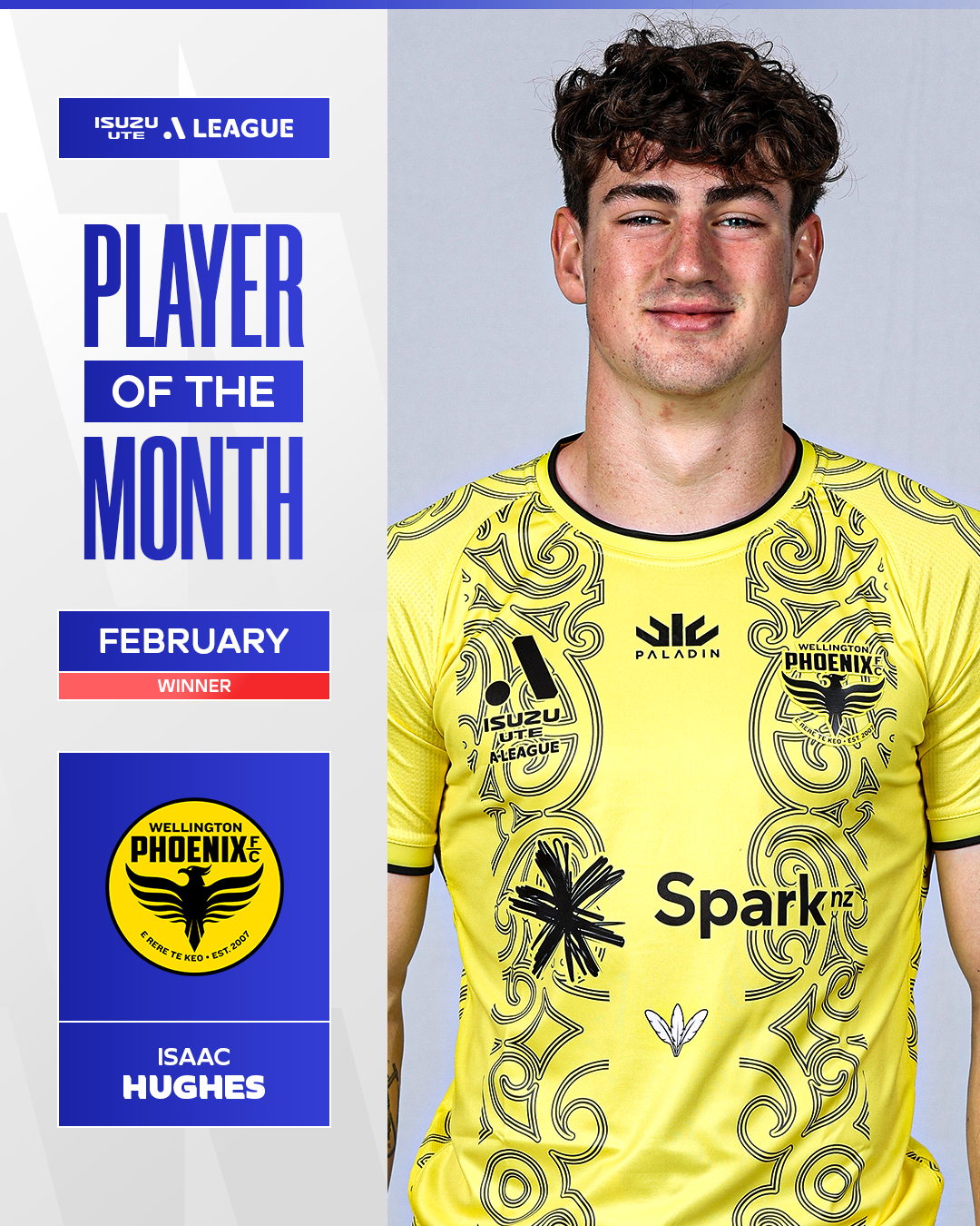 Phoenix defender Hughes wins A-League Men Fan Player of the Month award for February