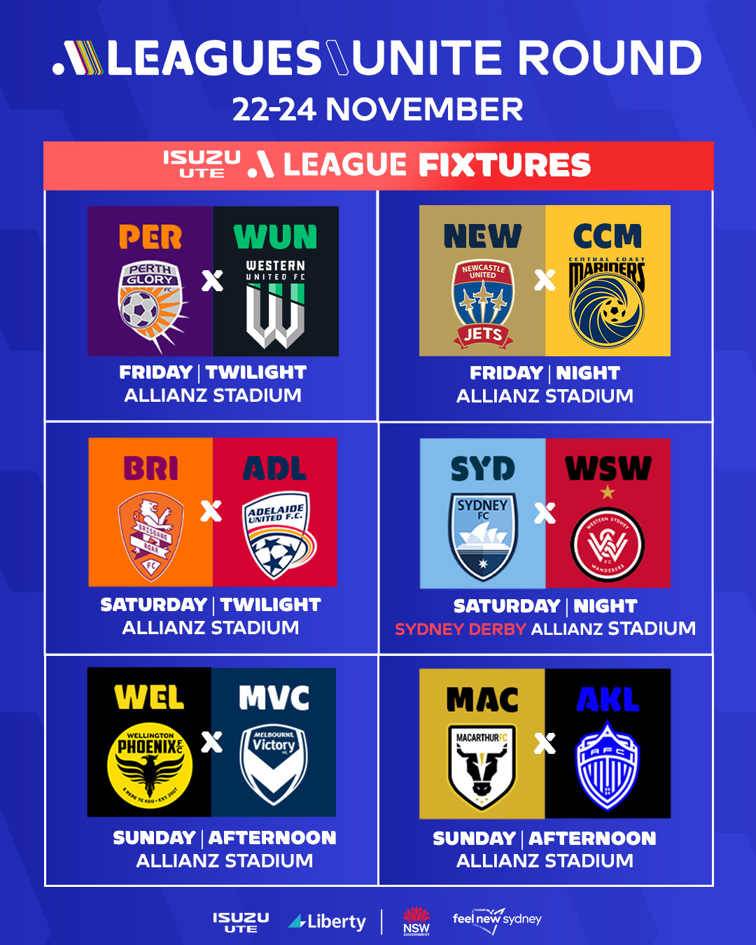 A-Leagues Unite Round fixture list 2024-25: Every game, key dates