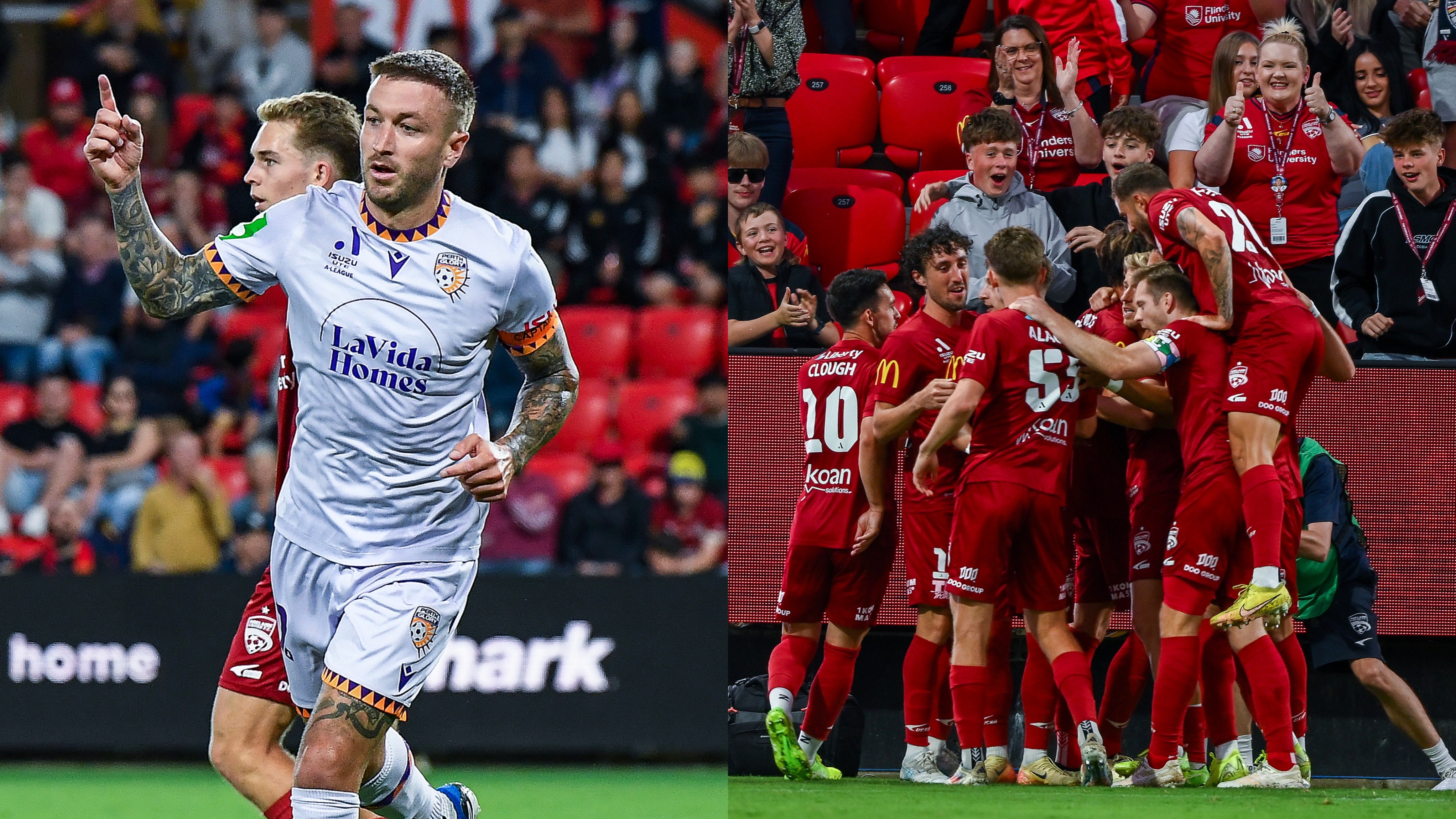 Adelaide 2-2 Perth Glory: Taggart strikes twice in entertaining draw