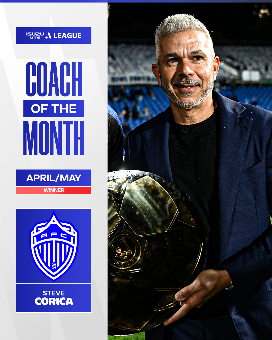 Steve Corica named April/May A-League Men Coach of the Month
