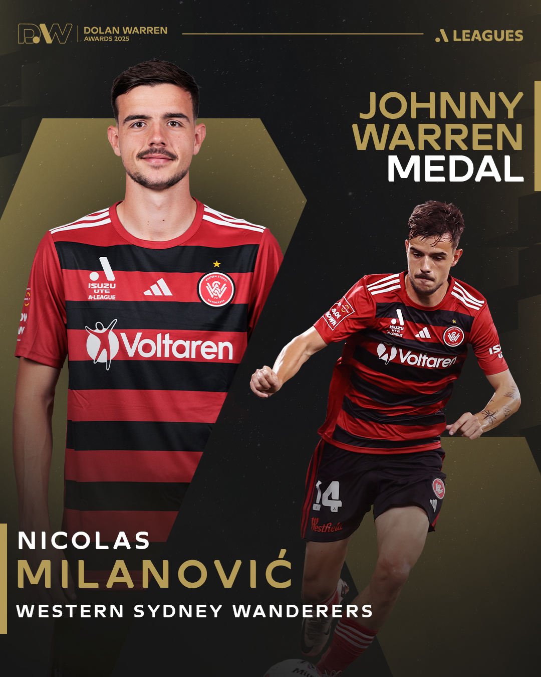 Aberdeen-bound Nicolas Milanovic claims Johnny Warren Medal