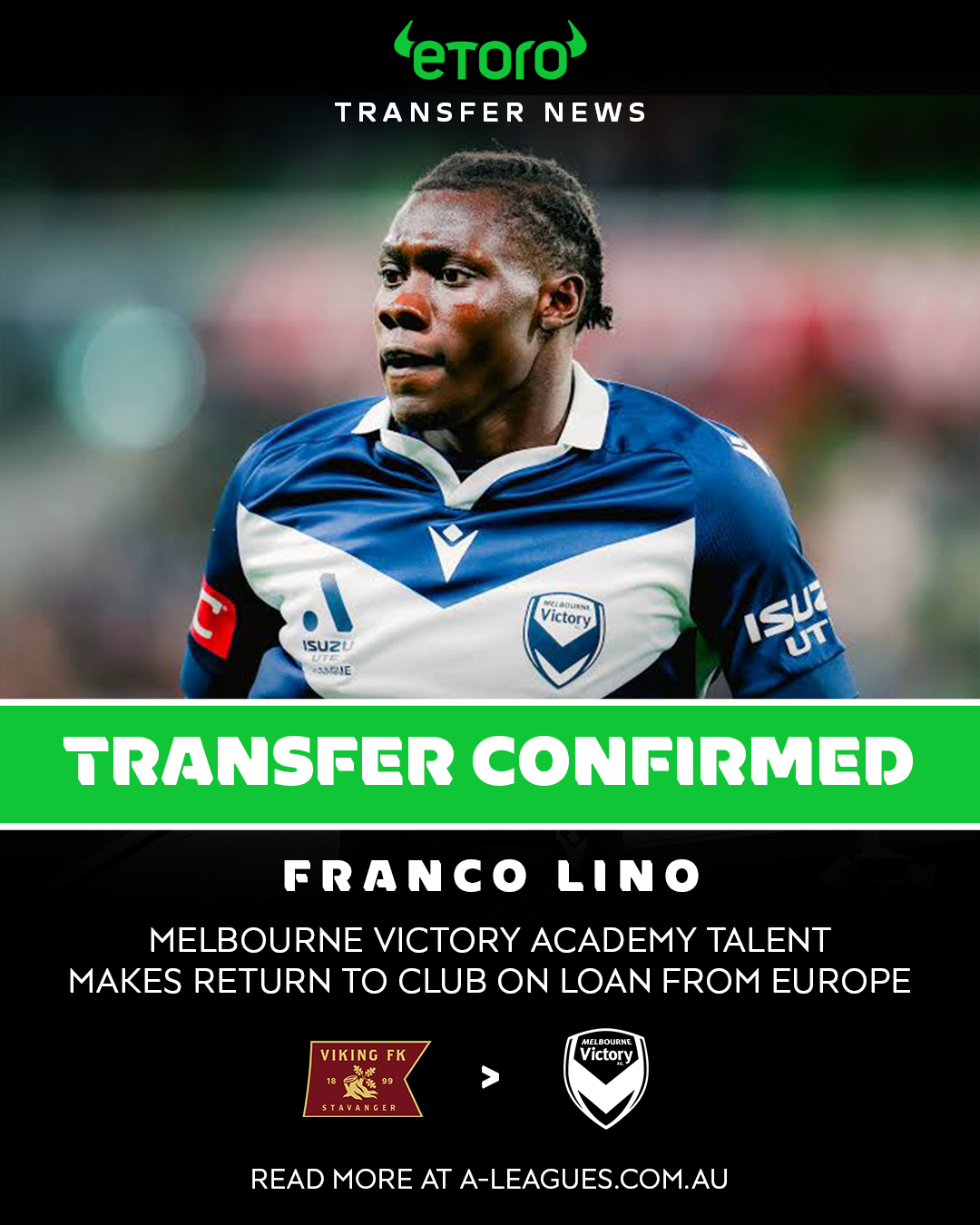 Franco Lino returns to Melbourne Victory on loan after 18 months in Europe
